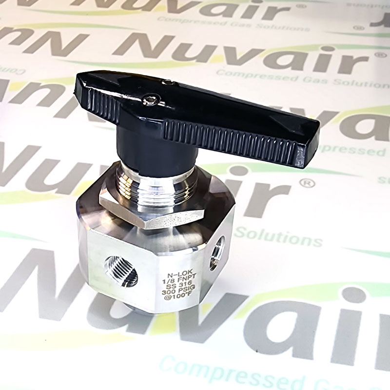 Nuvair Stainless 5-Way Ball Valve 1/8" FNPT 300 psi | Nuvair